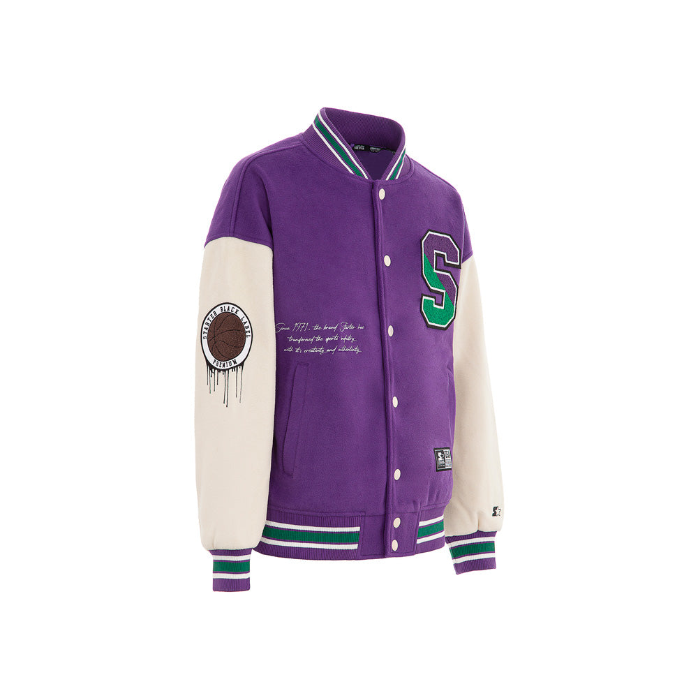 Varsity jacket in panno iconic viola/crema – Starter Italia